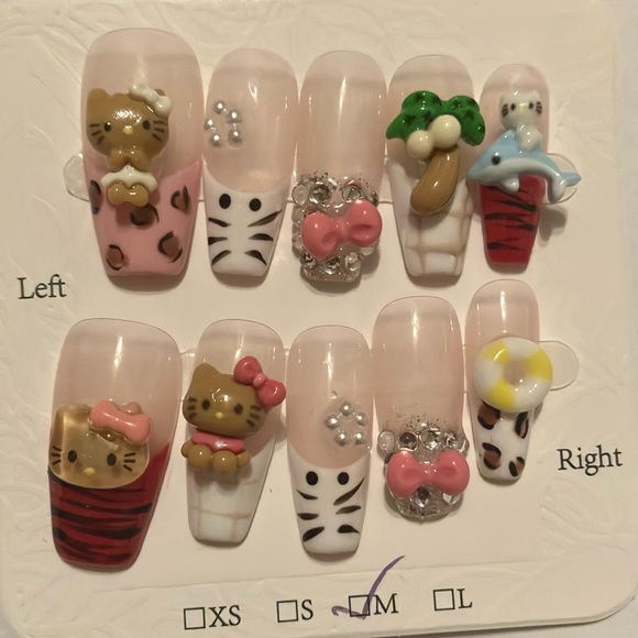 Hand Crafted | Makeup | Hello Kitty Nail Set | Poshmark